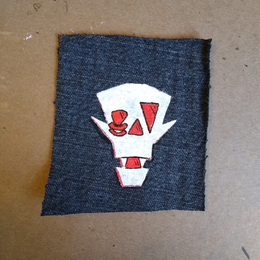 Sleepy Vampire Skull Patch - Hand Painted Flexible Paint on Denim - Sew ...