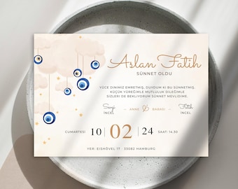Sünnet Karti | Isme özel Sünnet Karti | Inviation | Sunnet | Digital ...