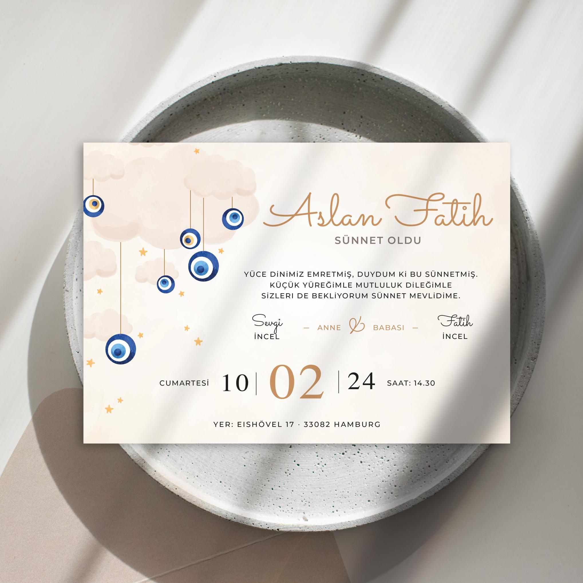 Sünnet Karti | Isme özel Sünnet Karti | Inviation | Sunnet | Digital ...