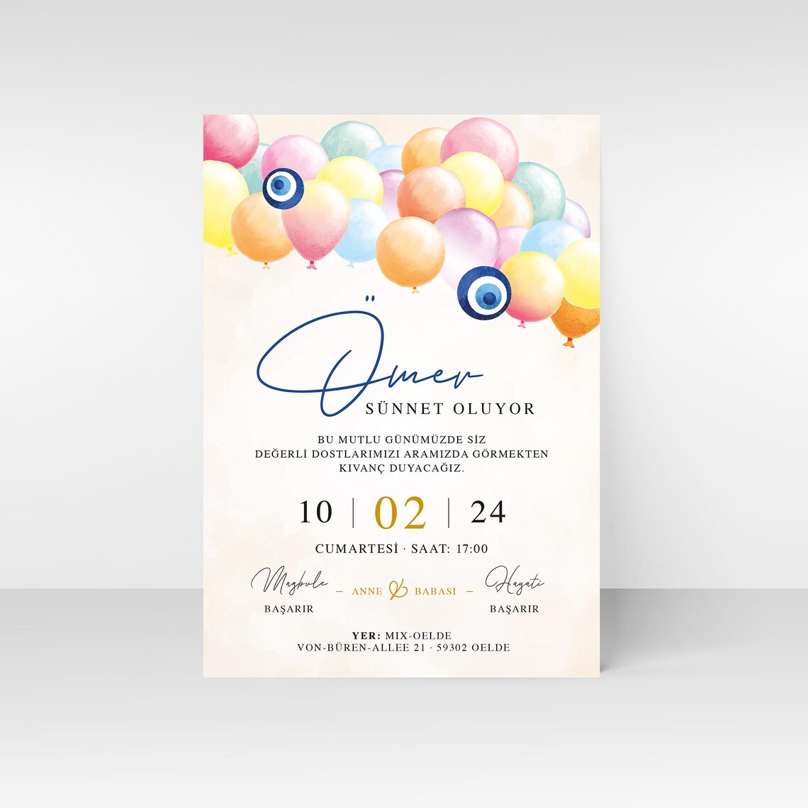 Sünnet Karti | Isme özel Sünnet Karti | Invitation | Sunnet | Digital | Sünnet Dügün Davetiyesi ...