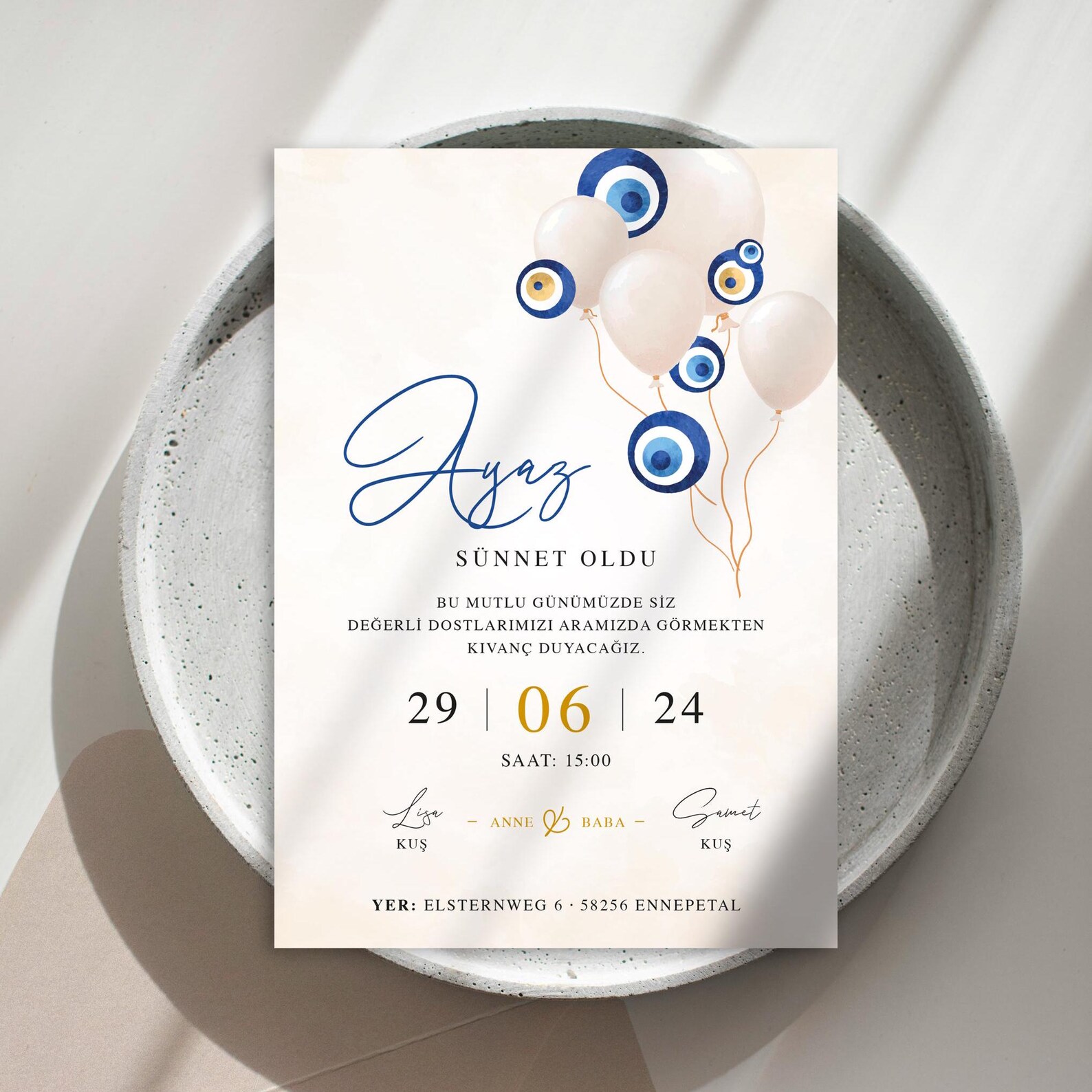 Sünnet Karti | Isme özel Sünnet Karti | Inviation | Sunnet | Digital ...