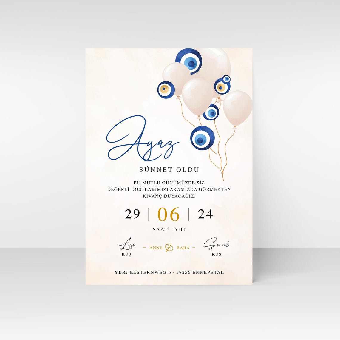 Sünnet Karti | Isme özel Sünnet Karti | Inviation | Sunnet | Digital ...