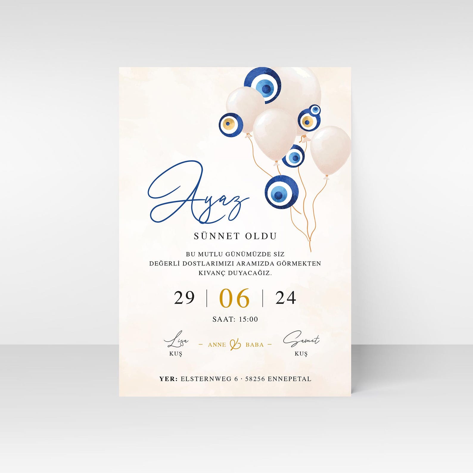 Sünnet Karti | Isme özel Sünnet Karti | Inviation | Sunnet | Digital ...