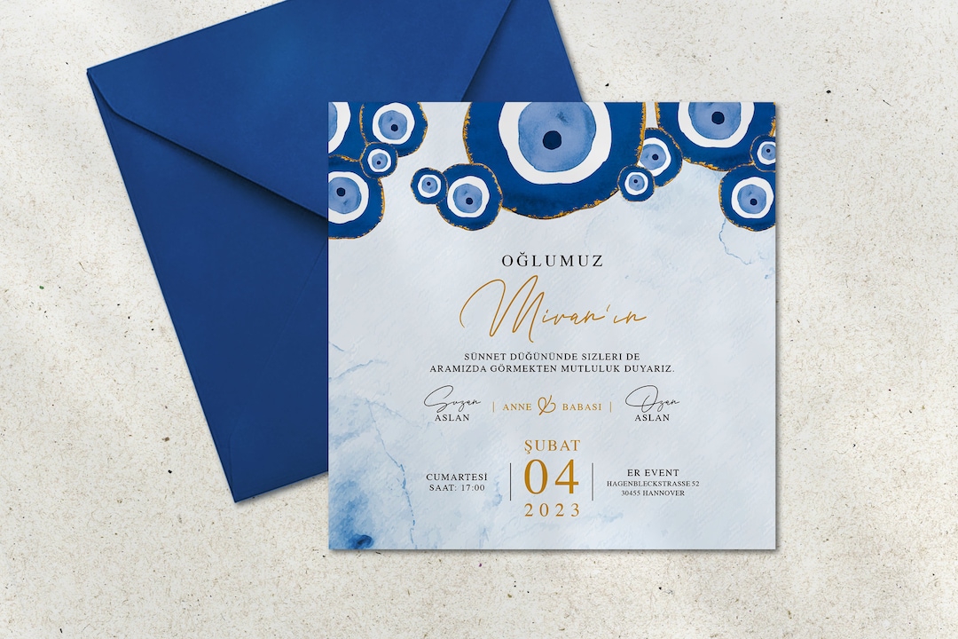 Sünnet Dügün Davetiyesi Circumcision Party Invitation Card - Etsy New ...