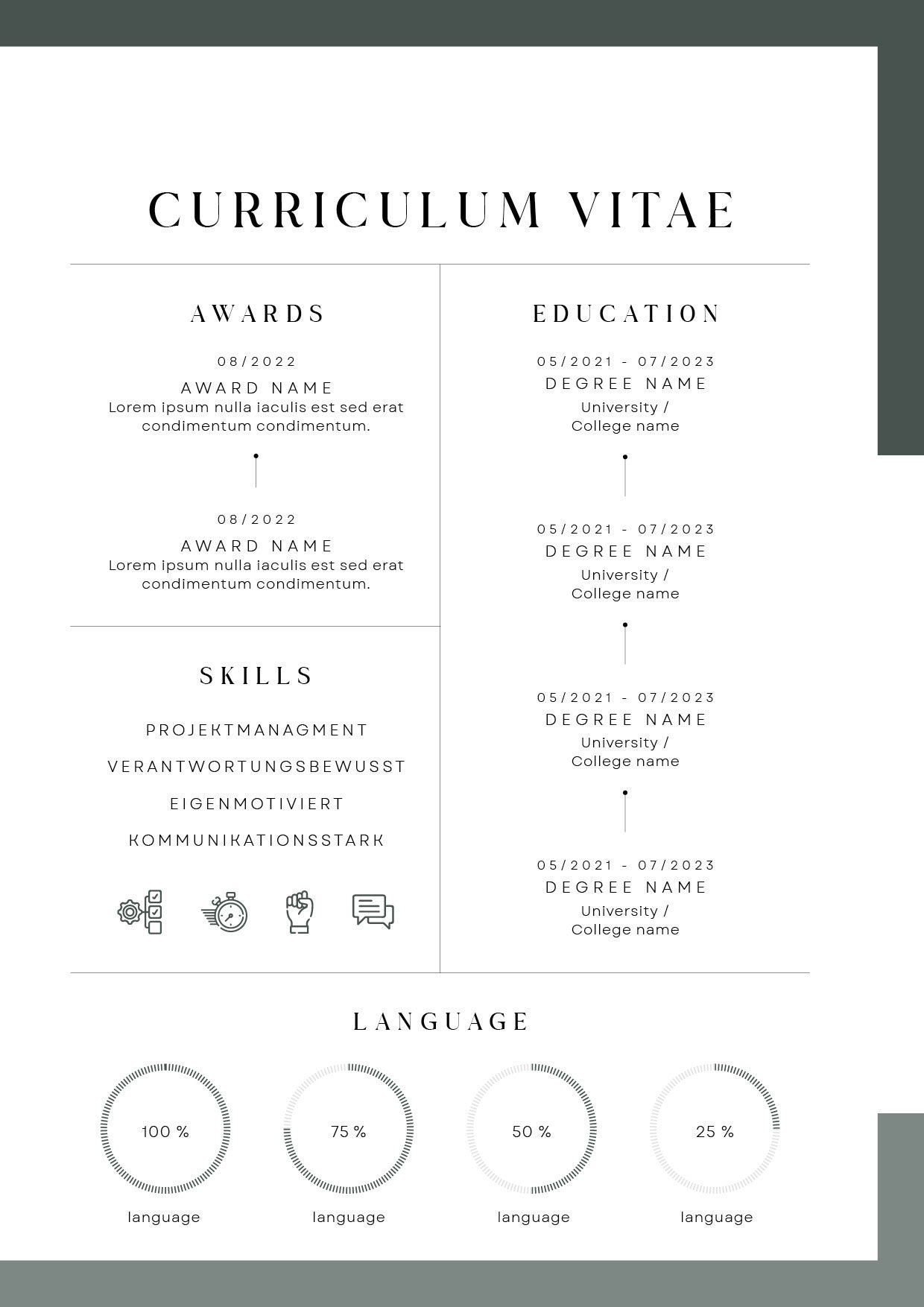 CV Template, Professional Template for Applications, Application ...