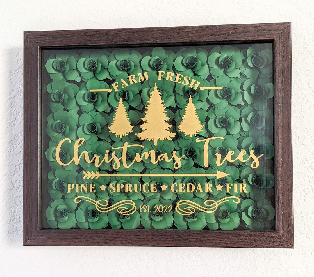 Christmas Paper Rose Shadow Box, Christmas Shadow Box, Christmas Decor ...