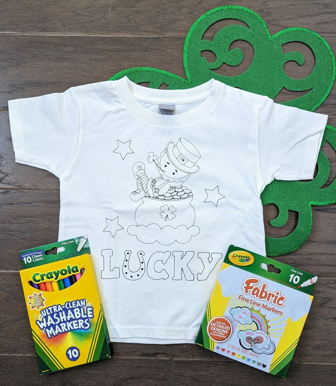 St. Patrick's Day Kids Coloring Shirt, DIY Kids Coloring Shirt ...