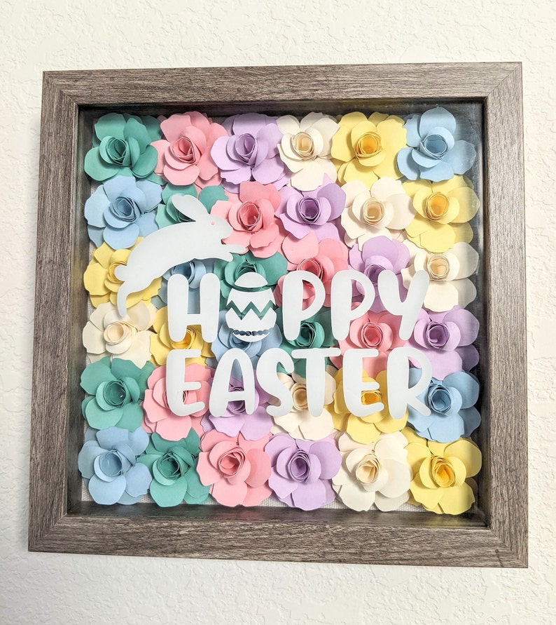 Easter Paper Rose Shadow Box, Easter Shadow Box, Easter Decor, Spring ...