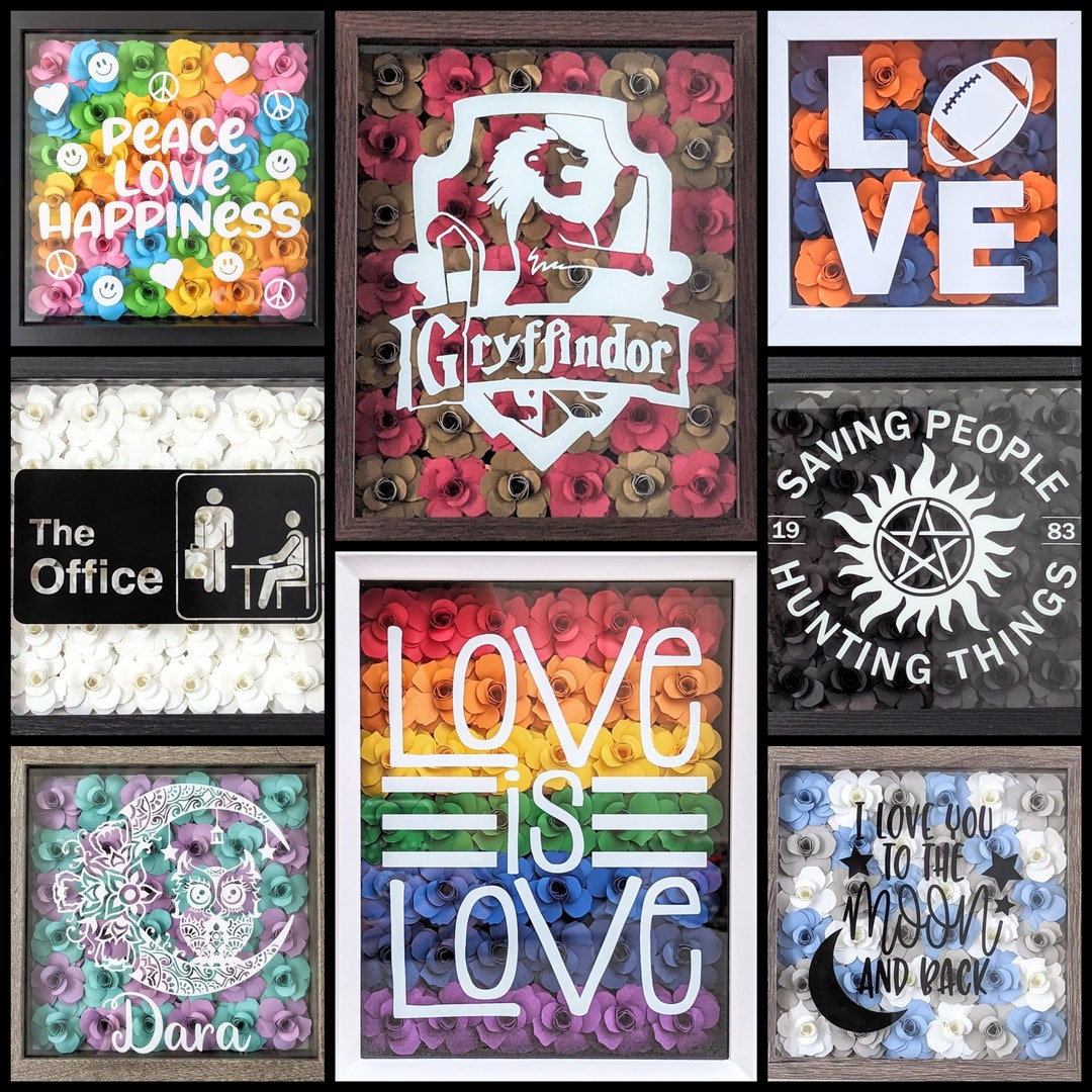 Custom Paper Rose Shadow Box, Personalized Paper Rose Shadow Box ...