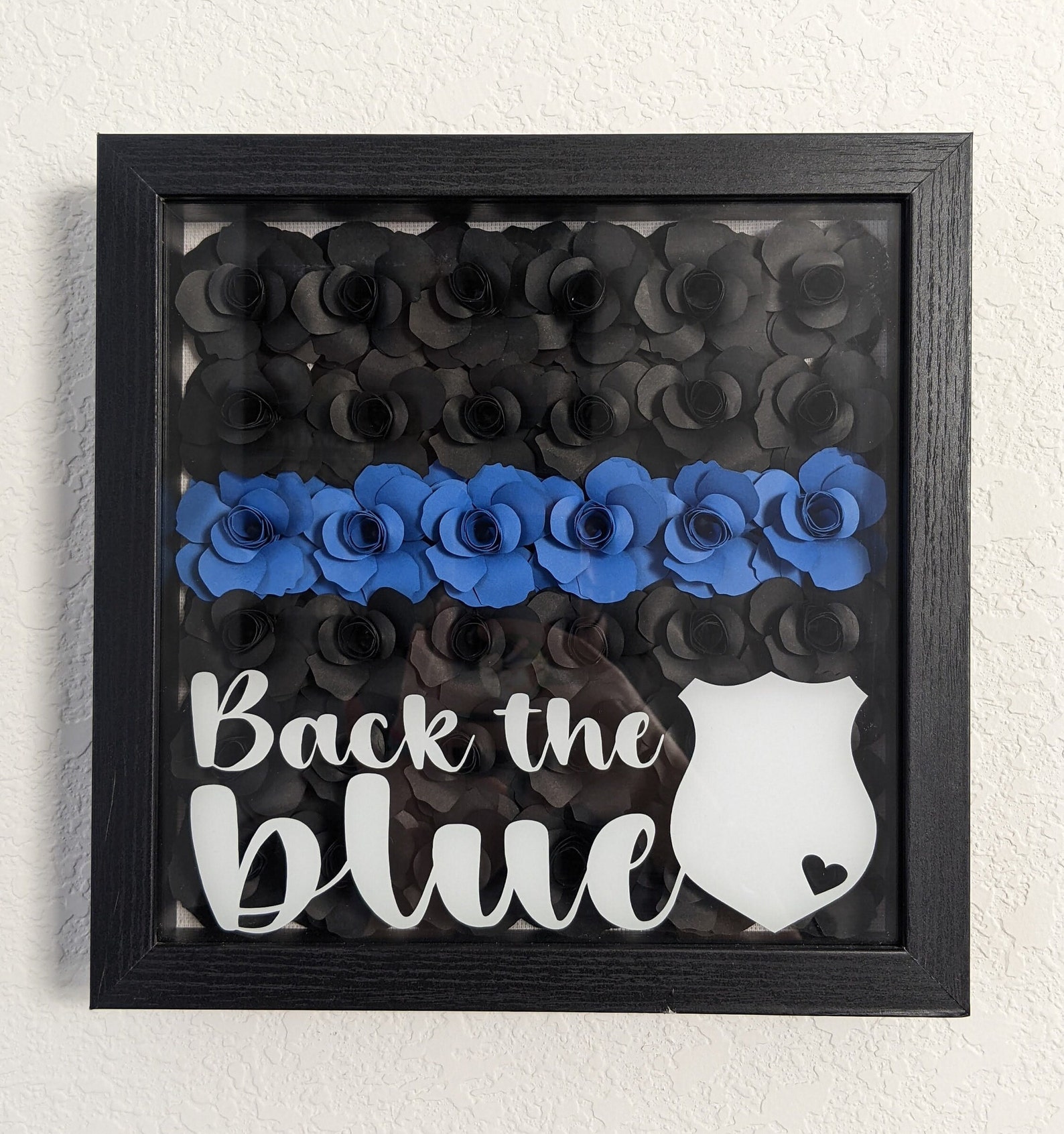 Back the Blue Paper Rose Shadow Box, Police Shadow Box, Back the Blue ...