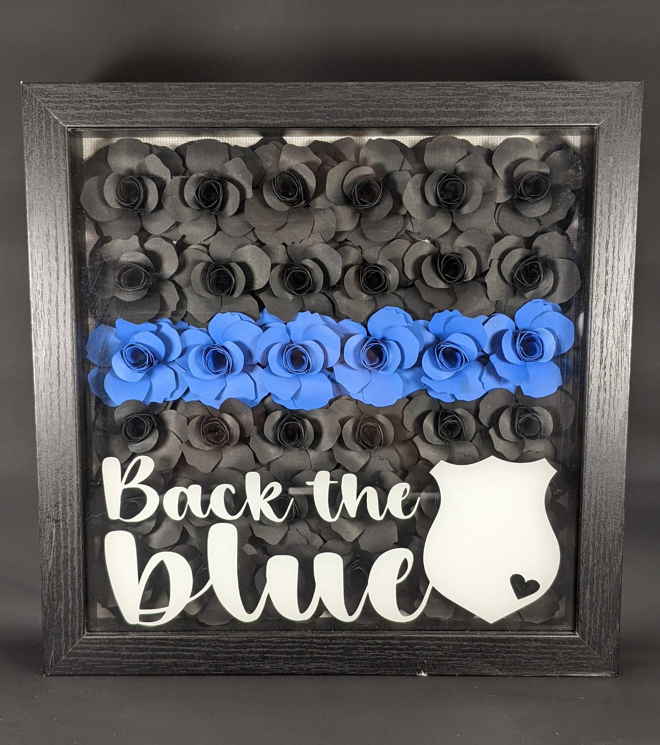 Back the Blue Paper Rose Shadow Box, Police Shadow Box, Back the Blue ...