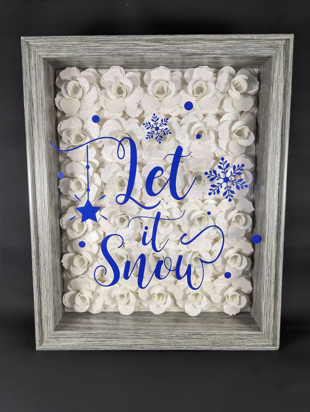 Let It Snow Paper Rose Shadow Box, Winter Shadow Box, Holiday Decor ...