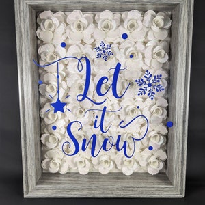 Let It Snow Paper Rose Shadow Box, Winter Shadow Box, Holiday Decor ...
