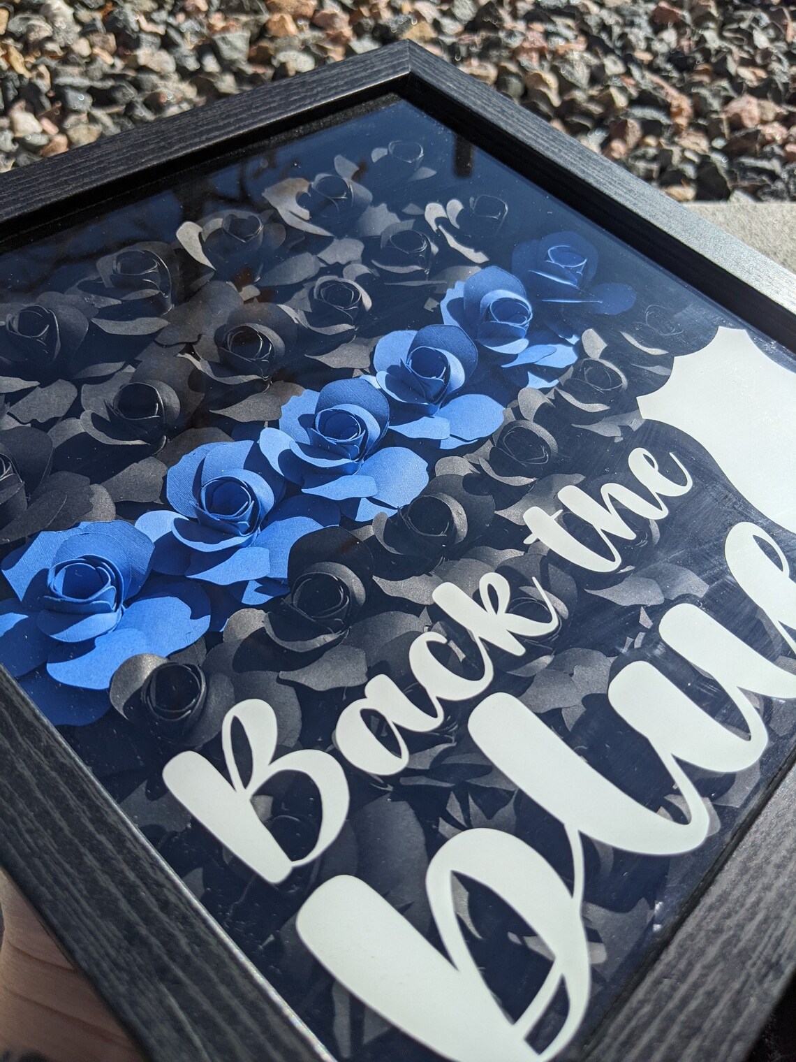 Back the Blue Paper Rose Shadow Box, Police Shadow Box, Back the Blue ...
