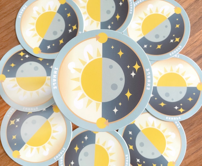 Sun and Moon Breathing Exercise Sticker | Simple Inhale Exhale ...