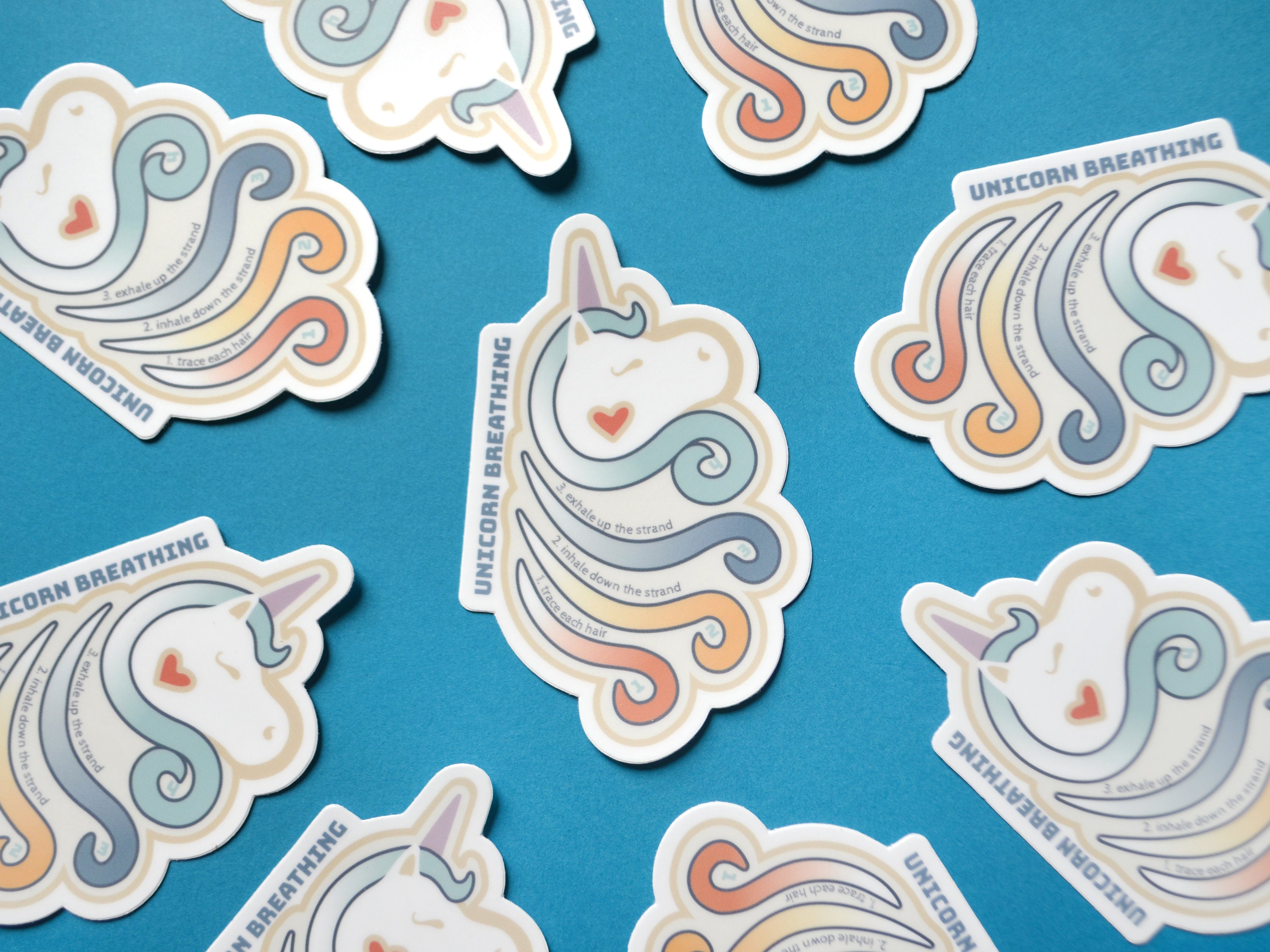 Unicorn Breathing Sticker Cute Mindfulness Exercise for Kids Finger ...