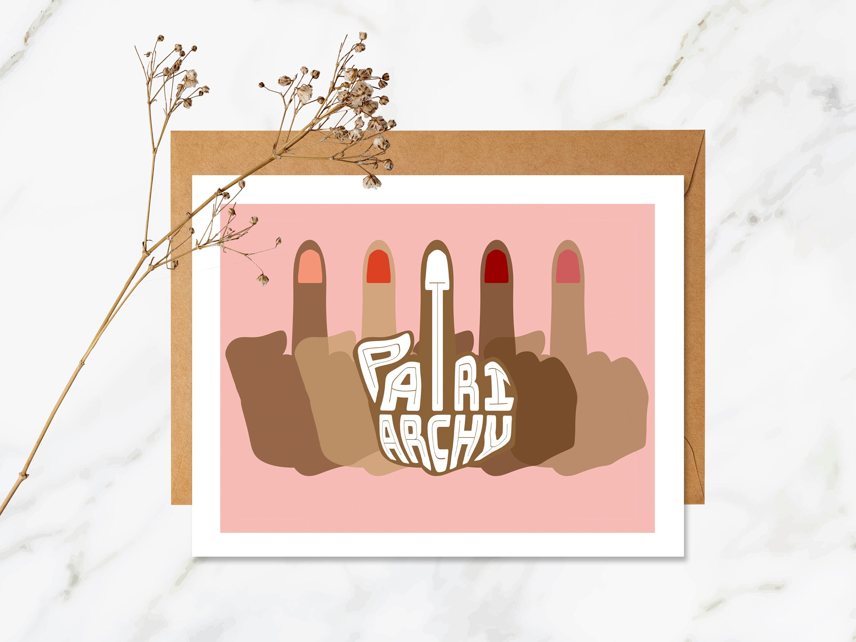 Feminist Art Middle Finger Printable Greeting Card, Digital Download - Etsy
