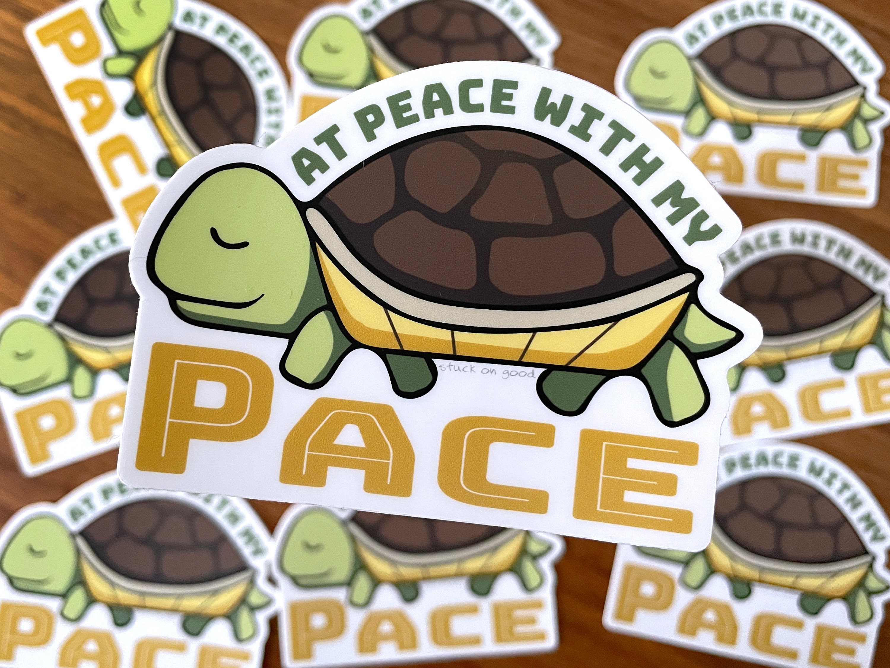 Cute Turtle Sticker at Peace With My Pace Positive Self Love Tortoise ...