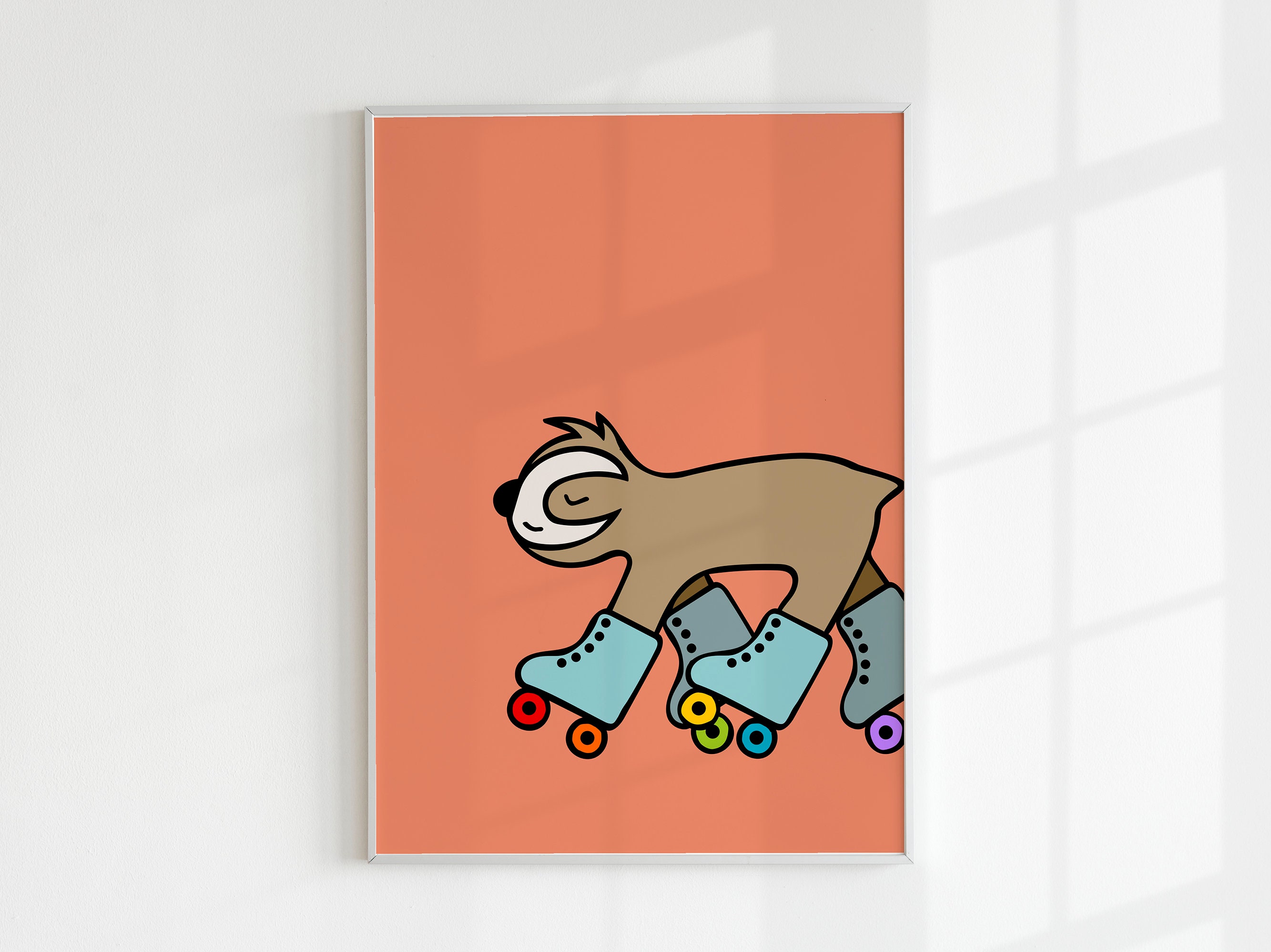 Set of 3 Sloth Art Prints, 3 Piece Wall Art, Funny Skateboarding ...