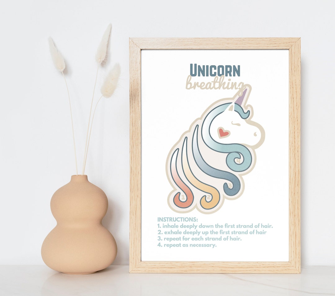 Kids Mindfulness Breathing Activity, Unicorn Breathing Printable, Calm ...