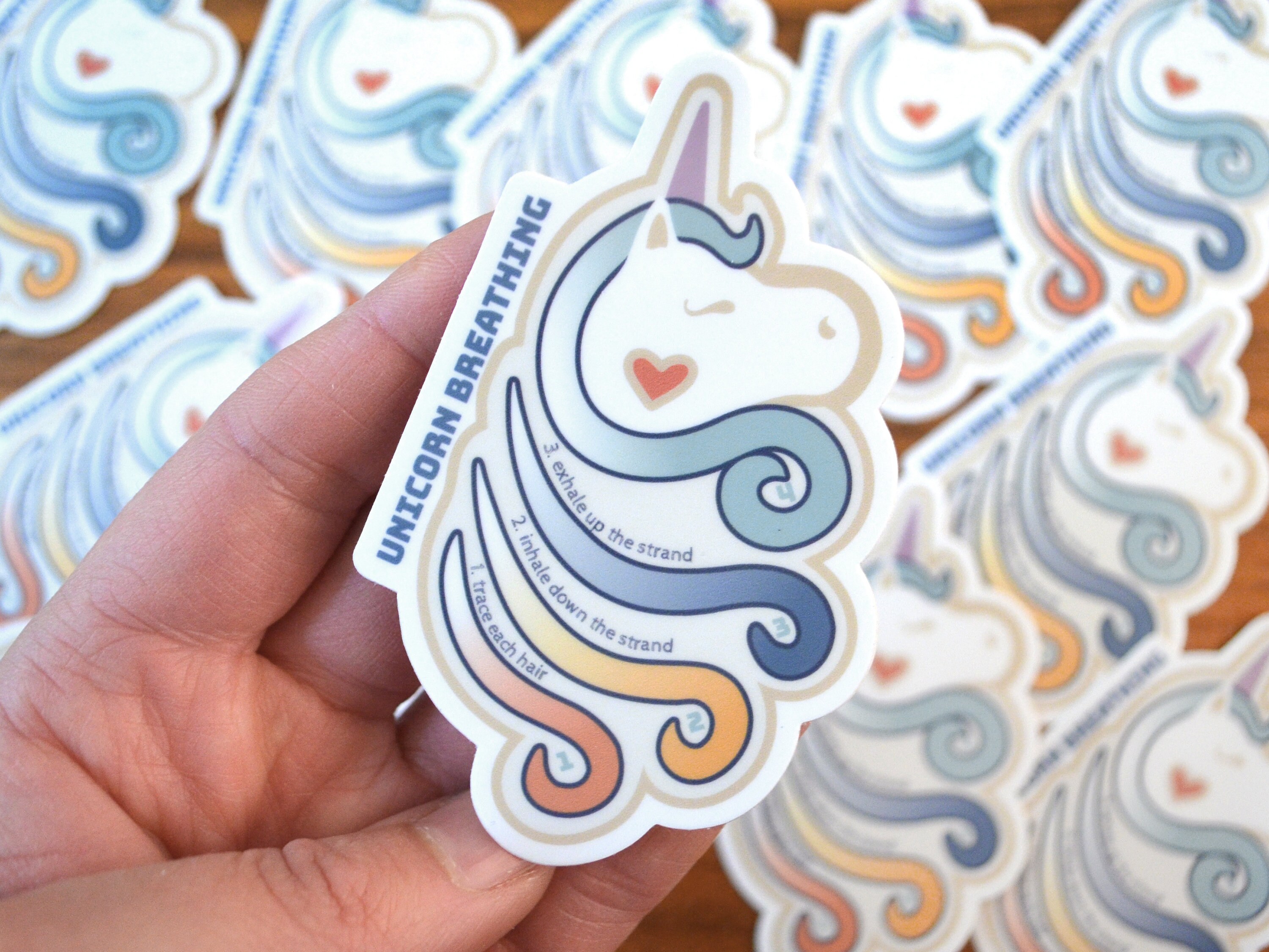 Unicorn Breathing Sticker Cute Mindfulness Exercise for Kids Finger ...