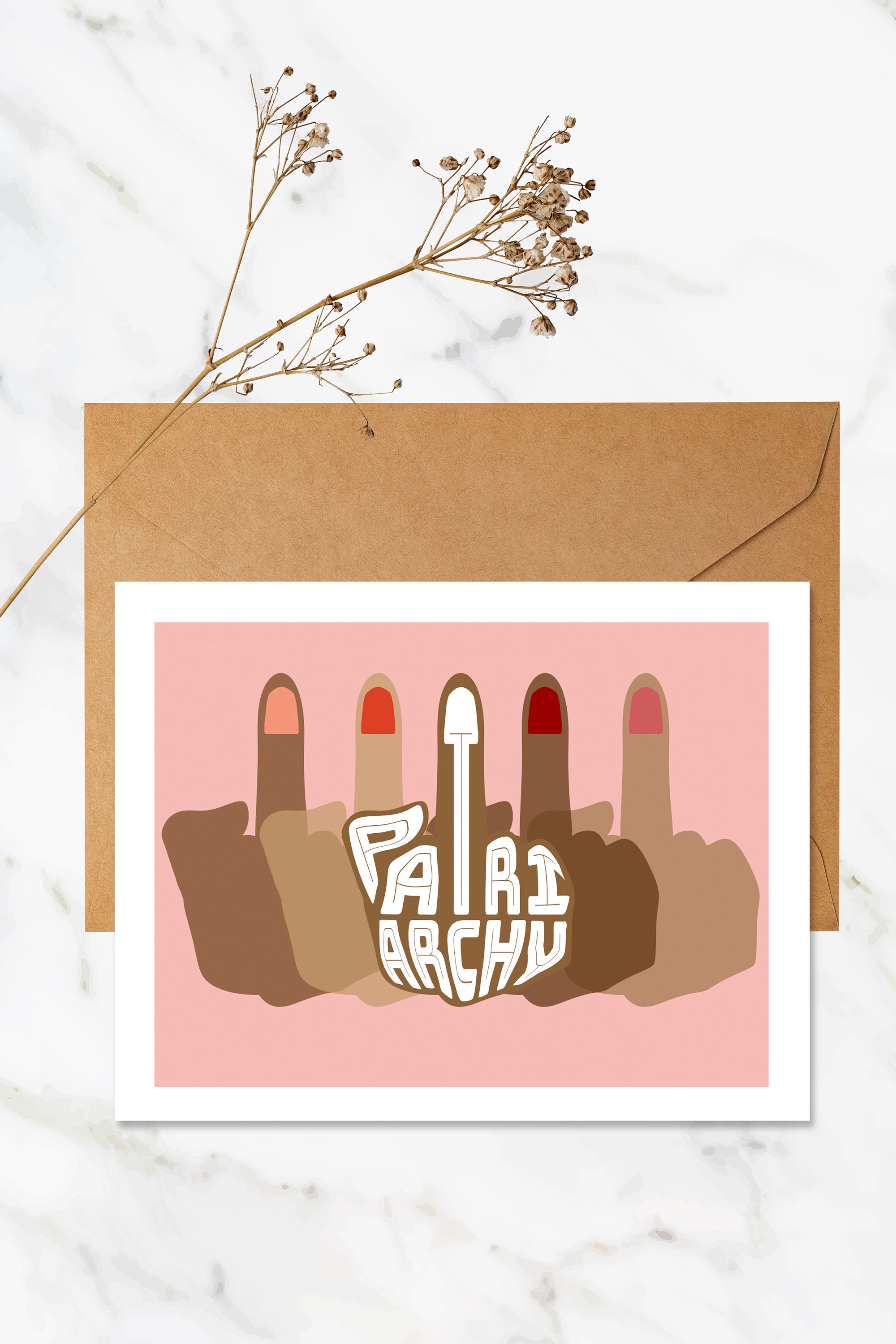 Feminist Art Middle Finger Printable Greeting Card, Digital Download - Etsy