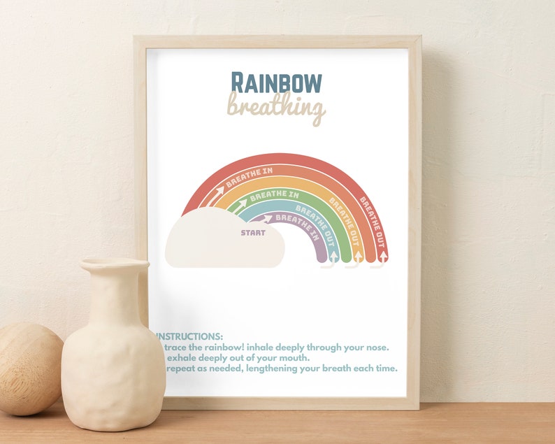 Calm Corner Mindfulness Poster, Rainbow Breathing, Mental Health ...