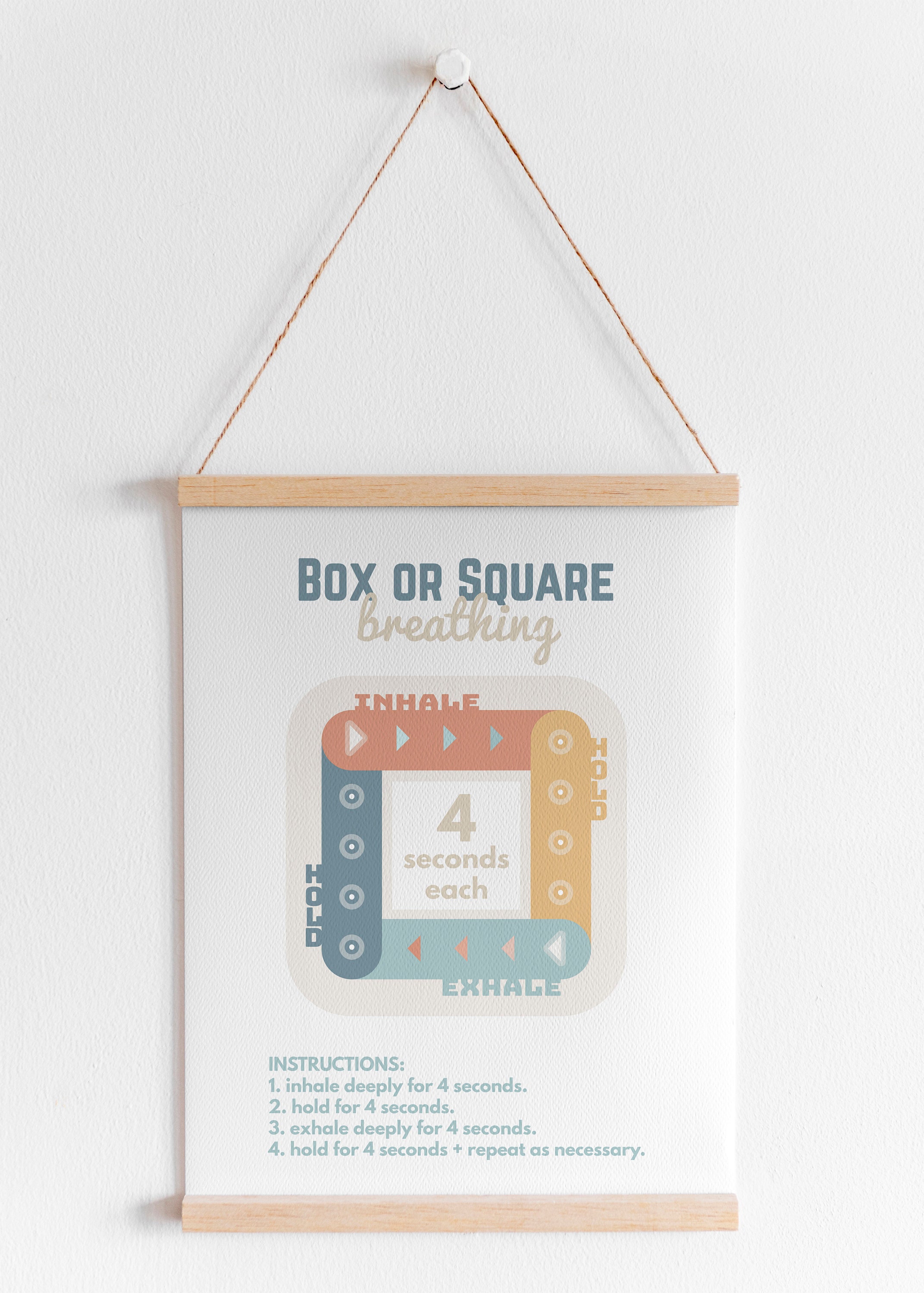 Box Breathing Anxiety Exercise, Mindfulness Print, Calm Corner Wall Art ...