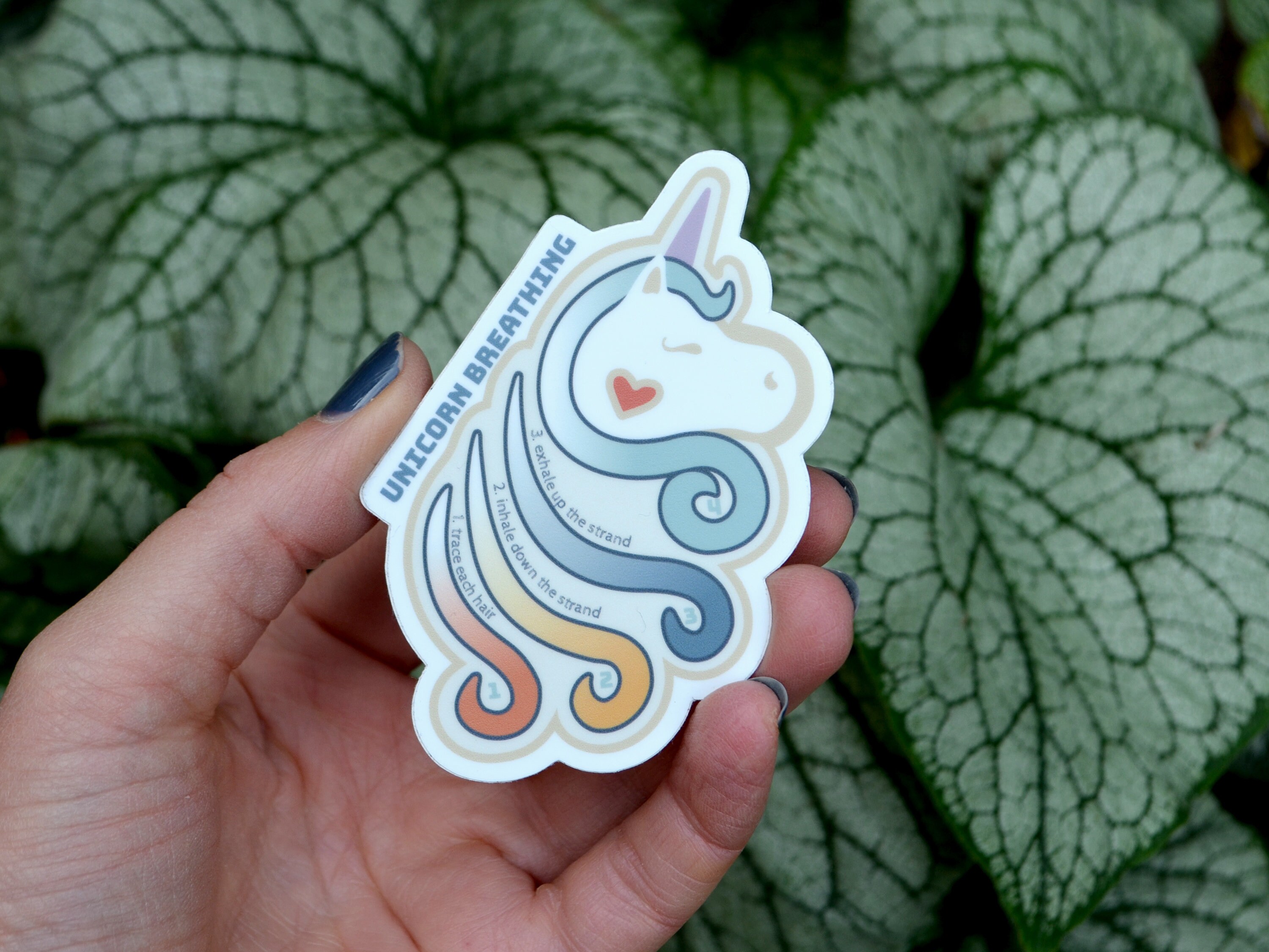 Unicorn Breathing Sticker Cute Mindfulness Exercise for Kids Finger ...