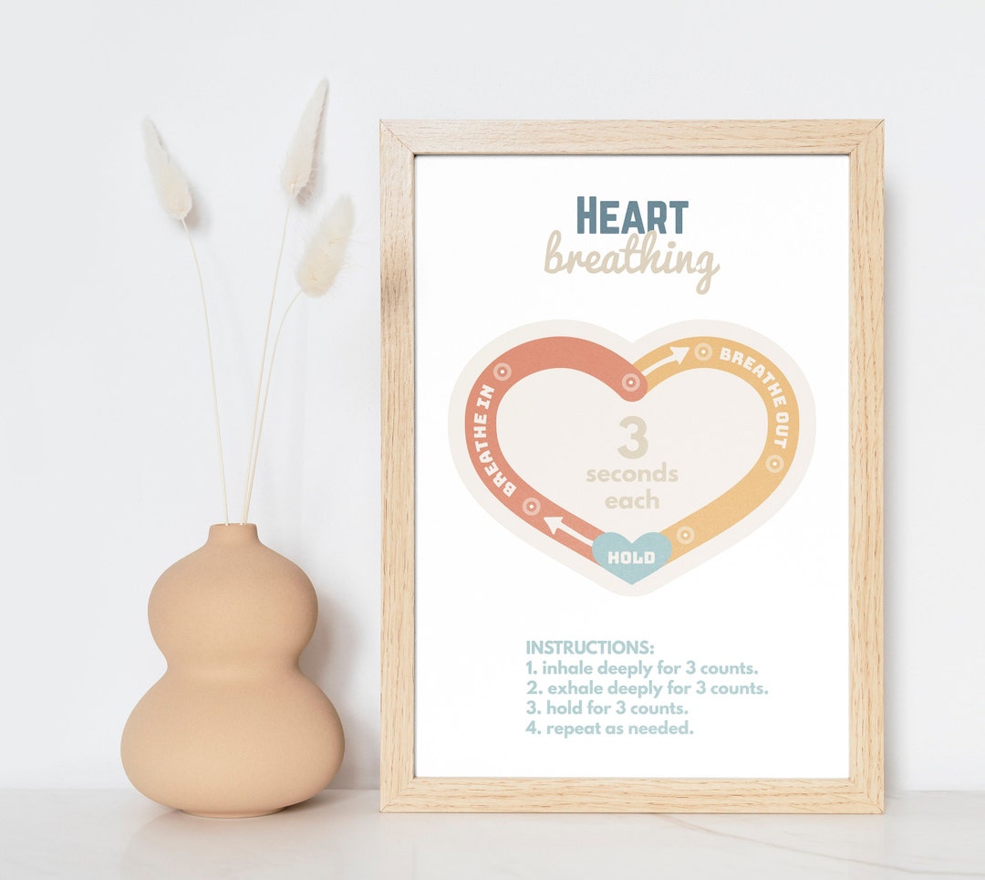 Heart Breathing Print, Toddler Calm Corner, Preschool Teacher Classroom ...