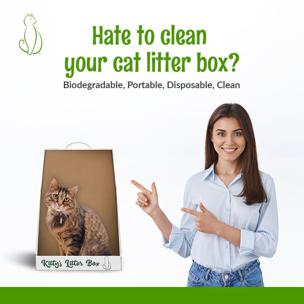 Kitty Litter Box With Litter Included 100% Biodegradable Eco Friendly ...