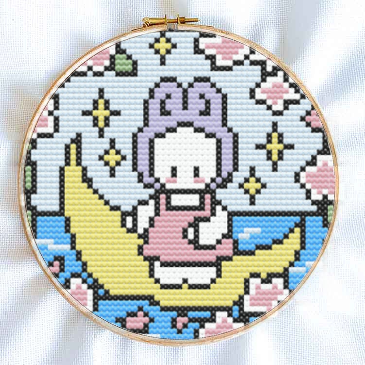 Bunny Moon Counted Cross Stitch PDF | Kawaii | DMC - Etsy