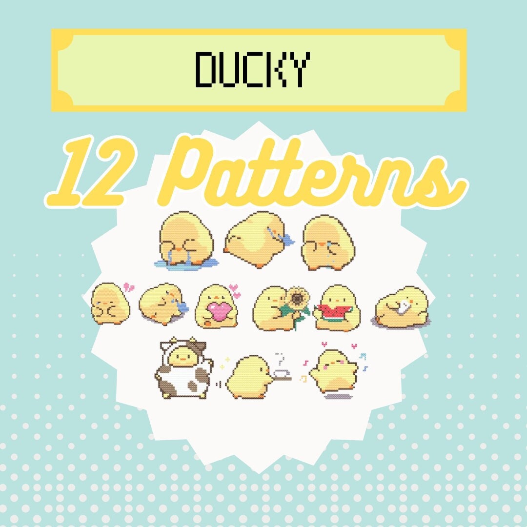 Ducky Emotes Counted Cross Stitch Perler Bead PDF | Kawaii | DMC - Etsy
