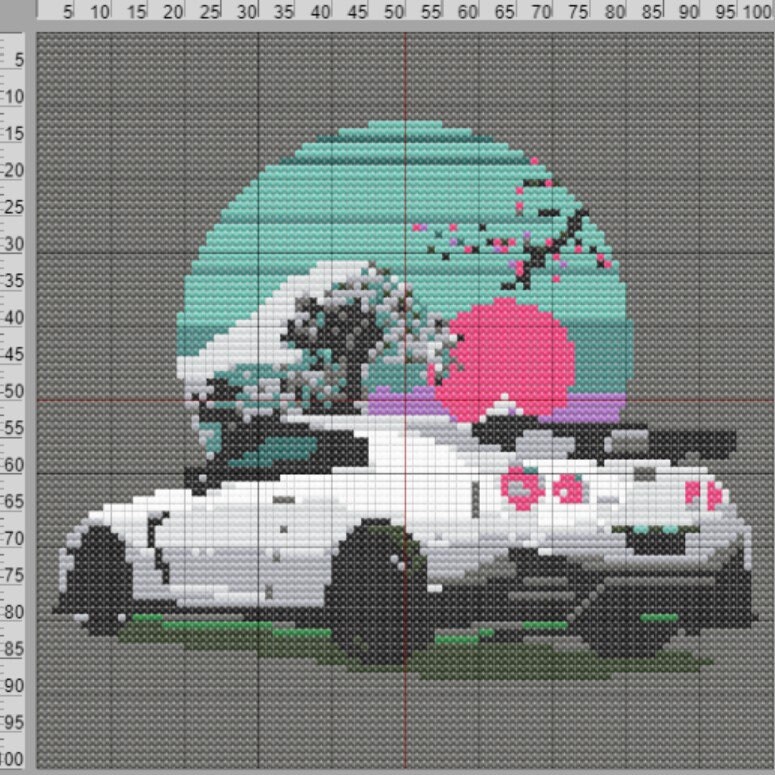 Vaporwave Counted Cross Stitch PDF | Japanese | DMC - Etsy