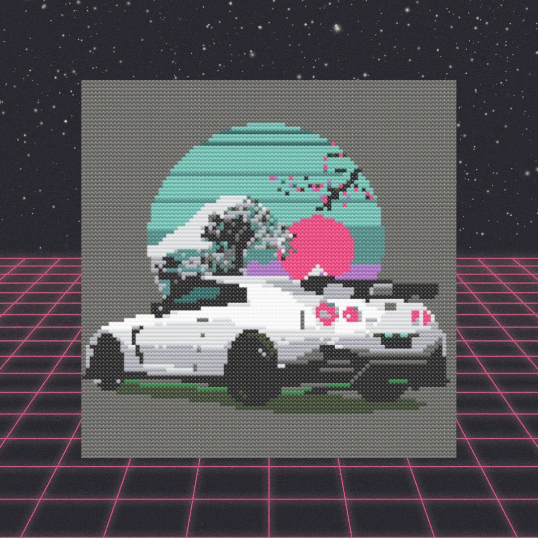 Vaporwave Counted Cross Stitch PDF | Japanese | DMC - Etsy