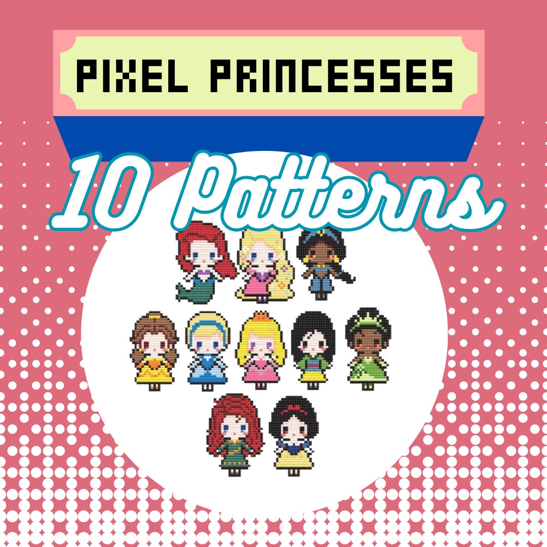 Pixel Princesses Counted Cross Stitch Perler Bead PDF | Kawaii | DMC - Etsy