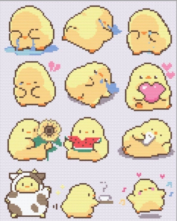 Ducky Emotes Counted Cross Stitch PDF Kawaii DMC - Etsy