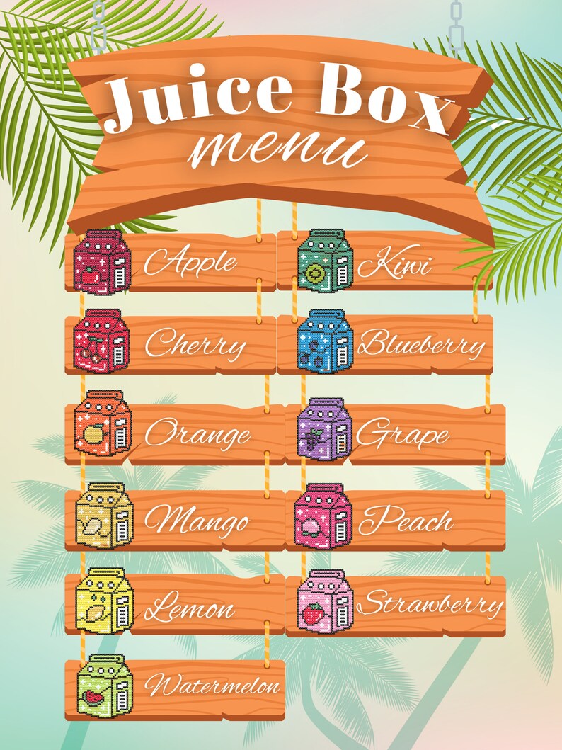 Juice Box Cross Stitch Perler Bead Patterns | Kawaii | DMC - Etsy