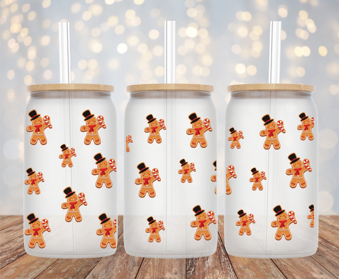 Gingerbread Man PNG | 16oz Frosted Beer Can | Christmas Sublimation ...