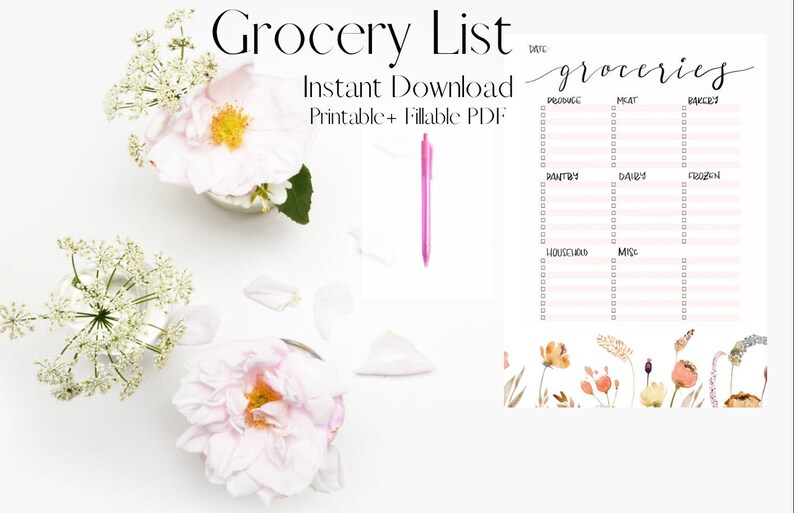 Grocery List Printable Template Grocery Planner Food - Etsy
