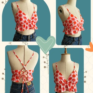 Cross Strap Tie Back Ruffle Hem Cami Top Sewing Pattern- Printable ...