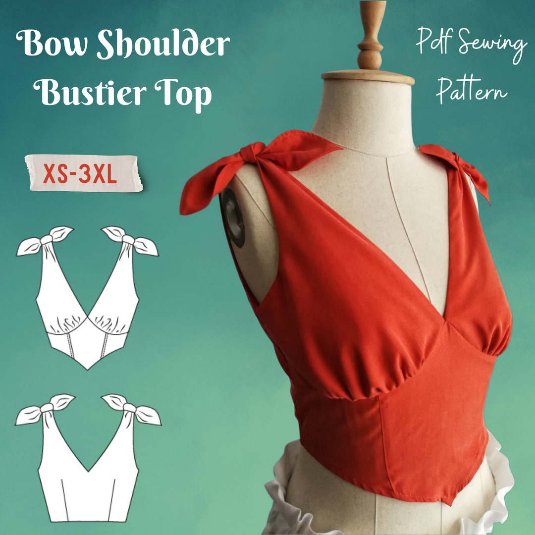 Bow Shoulder Bustier Top Sewing Pattern-pdf Sewing Pattern- Tie ...
