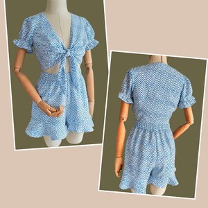 Tie Front Top & High Waist Flounce Hem Short Matching Set PDF Sewing ...