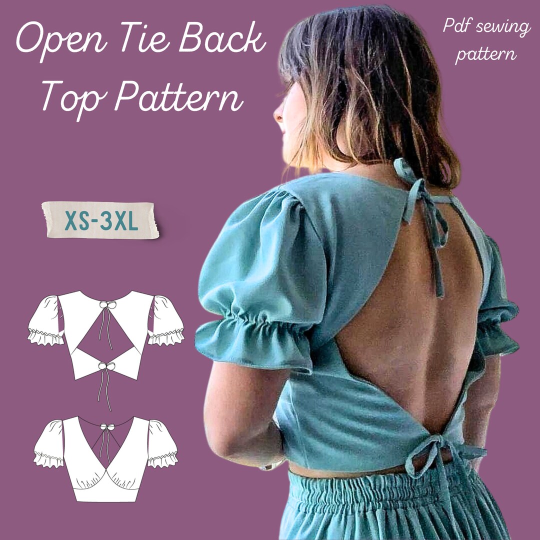 Open Tie Back Top Sewing Pattern Beginner Friendly Pdf Sewing Pattern ...