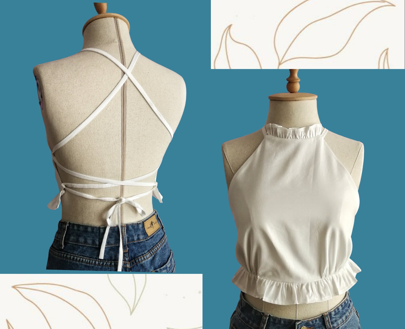 Backless Ruffle Crop Top Sewing Pattern Printable Sewing | Etsy