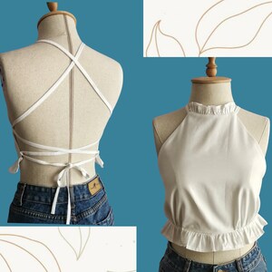 Backless Ruffle Crop Top Sewing Pattern- Printable Sewing Pattern in ...