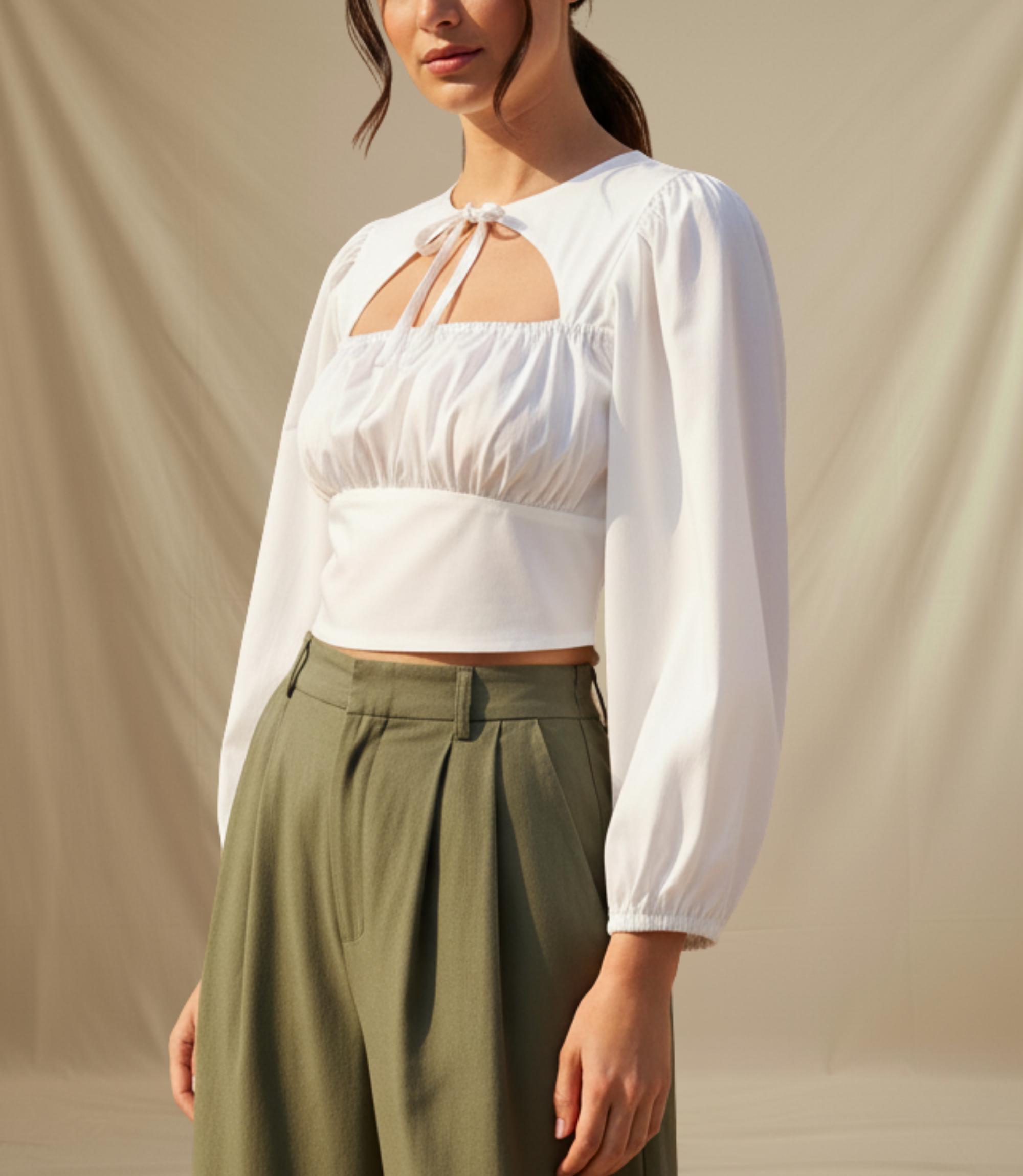Cut Out Front Puff Sleeve Blouse Pdf Sewing Pattern- Beginner Friendly ...