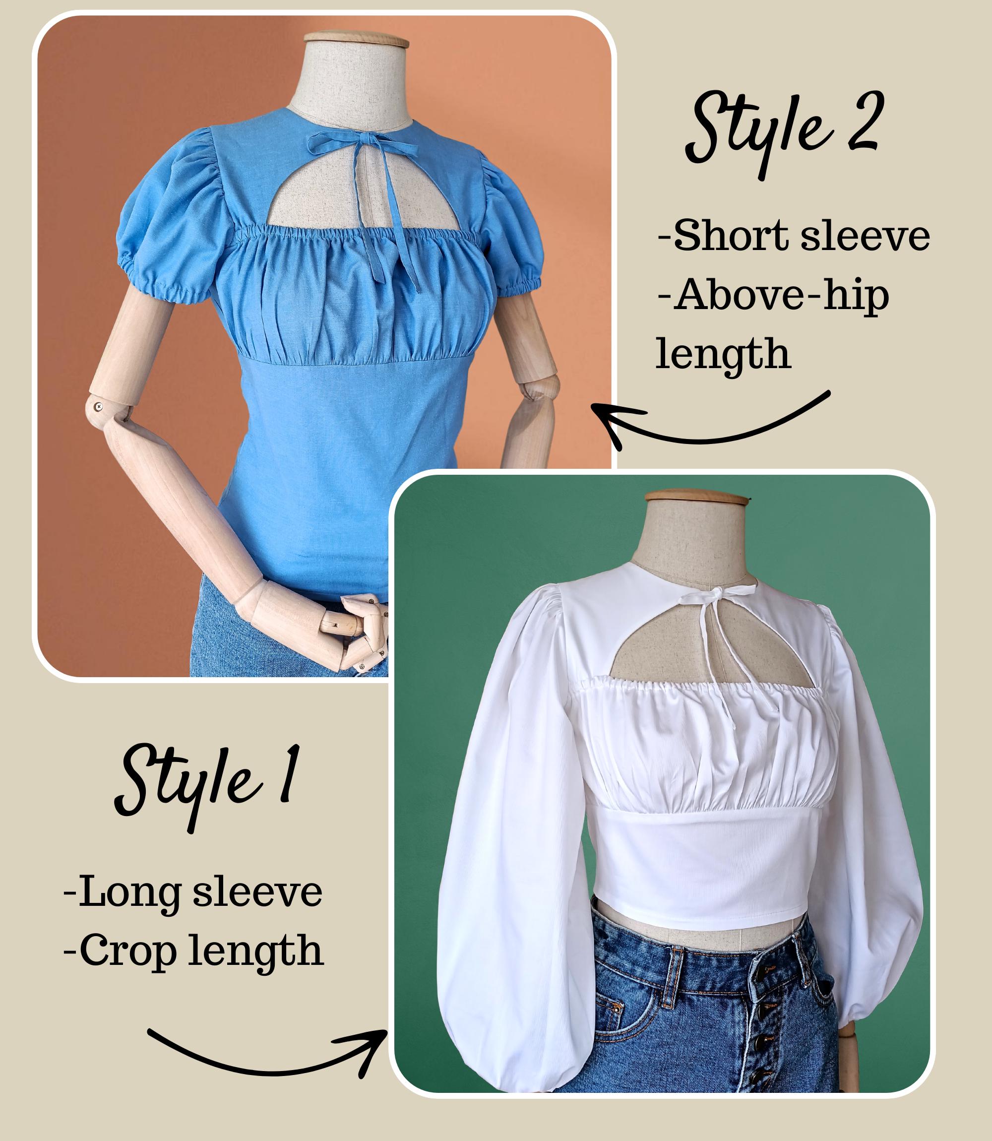 Cut Out Front Puff Sleeve Blouse Pdf Sewing Pattern- Beginner Friendly ...