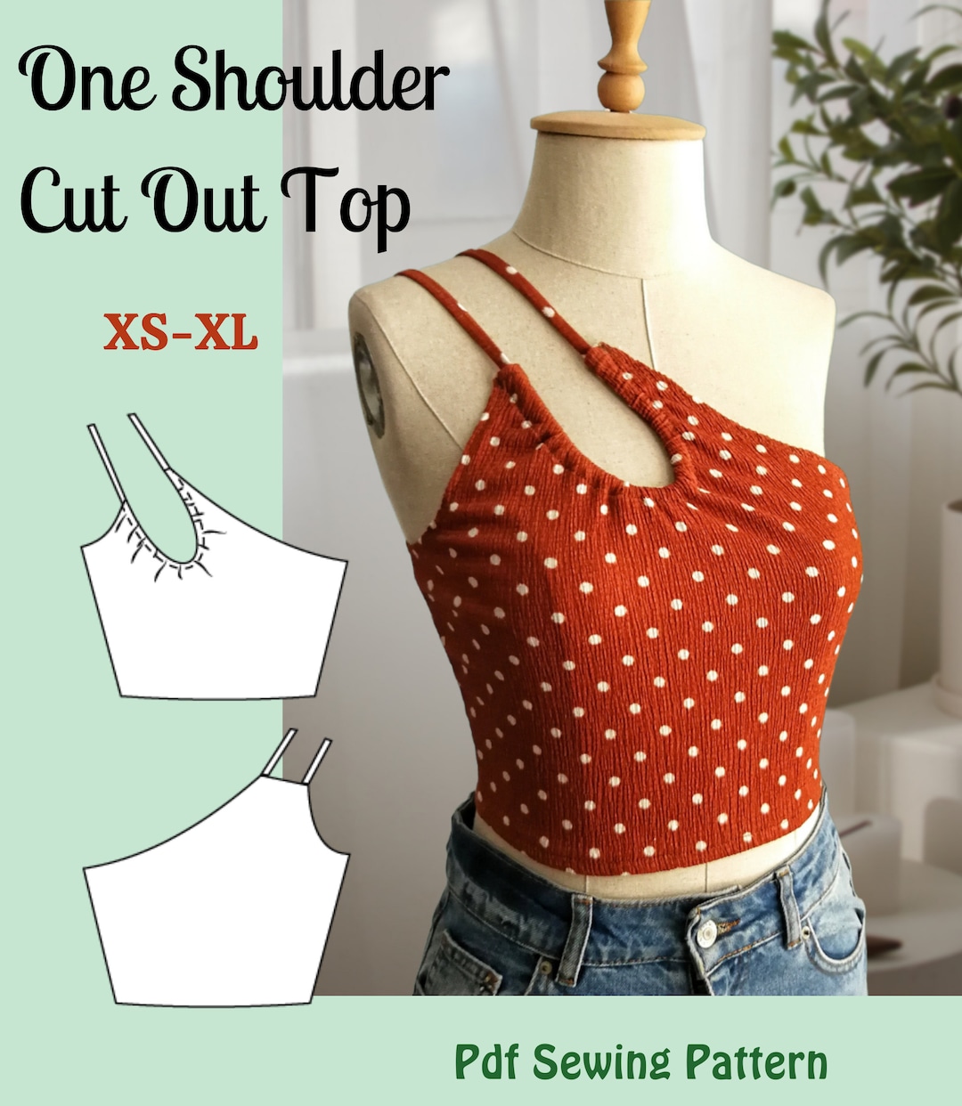 One Shoulder Cut Out Top Sewing Pattern Beginner Friendly Easy Summer ...