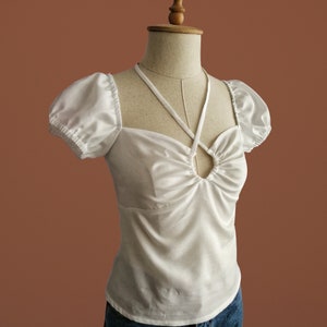 Gathered Keyhole Front Top Sewing Pattern- Cut Out Blouse Printable ...